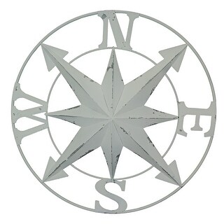 Zeckos 24 Inch White Metal Nautical Compass Rose Wall Hanging - Bed ...