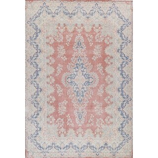 Decorative Distressed Kerman Persian Area Rug Hand-knotted Wool Carpet ...