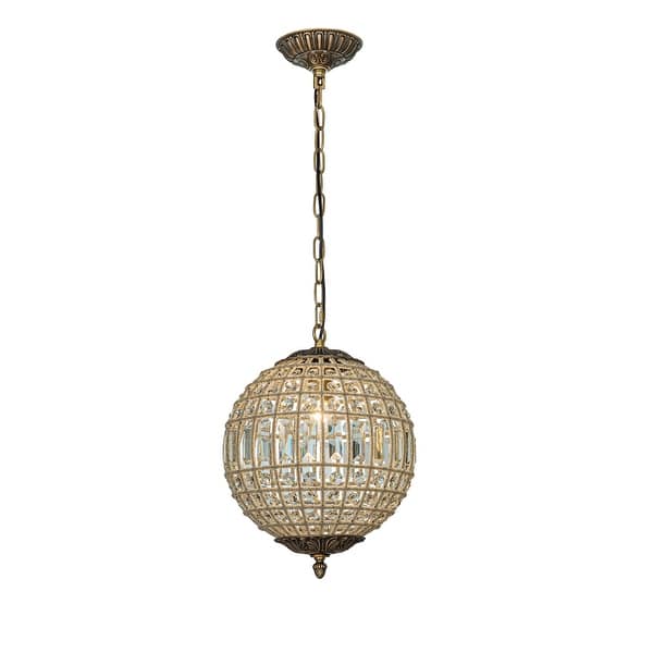 1/3-Light Vintage And Glam Antique Gold Crystal Globe Chandelier Ornate ...