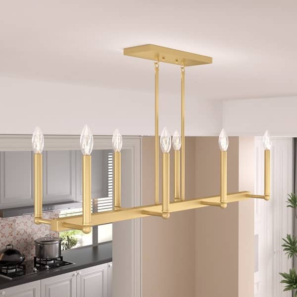 Acroma 8-lights 43.3In Dimmable Modern Gold Linear Chandelier for ...