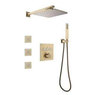 3-Jet Thermostatic Bathroom Complete Shower System With Rough-In Valve ...