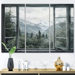 Designart "Windows Of Snowy Landscapes" Landscapes Canvas Prints Set ...