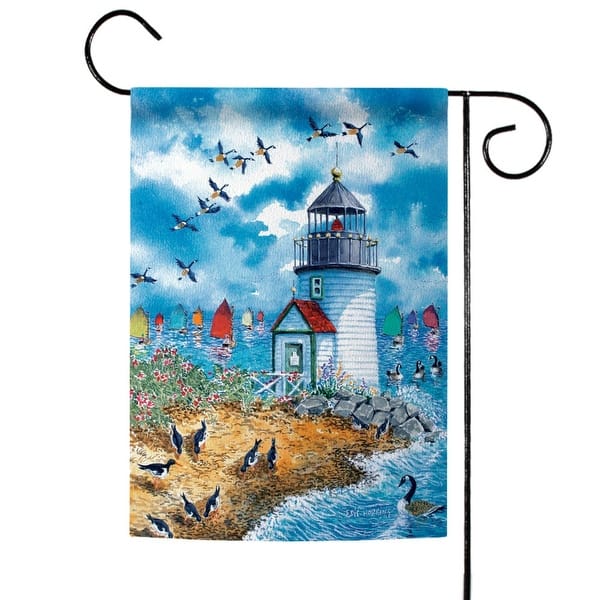 Blue and Yellow Lighthouse Point Outdoor Garden Flag 18" x 12.5" - Bed ...