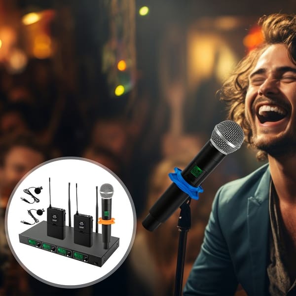 Wireless Black Microphone System Cordless Microphone Set - Bed Bath ...