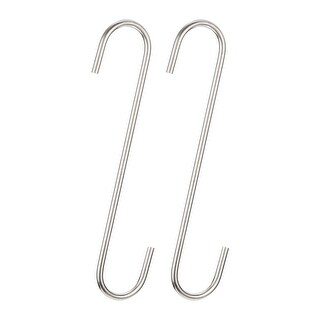 S Hanging Hooks, 8" (200mm) Extra Long Steel Hanger, Matt Silver, 2Pcs ...