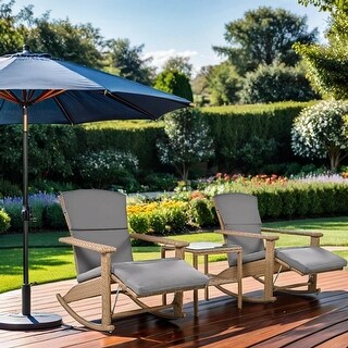 Adjustable Outdoor Wicker Double Rocking Chair with Coffee Table - Bed ...