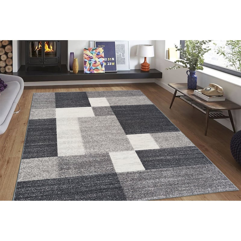 World Rug Gallery Modern Boxes Design Non-slip (Non-skid) Area Rug ...