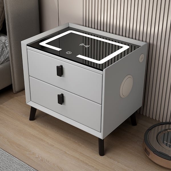 Solid Wood Smart Nightstands with Wireless Charging Station, USB Port ...