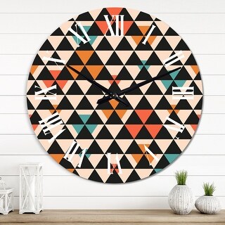 Designart 'Black Triangles On VIntage Blue And Orange II' Patterned ...