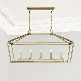 Charles House Five Light Linear Chandelier Windham Warm Brass - Exact ...