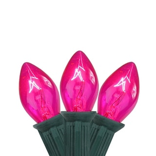 25-Count Pink C7 Christmas Light Set 24ft Green Wire - 24' - Bed Bath ...