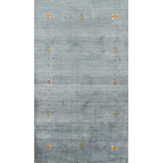 Tribal Gabbeh Indian Accent Rug Handmade Blue Wool Carpet - 2'7"x 4'9 ...