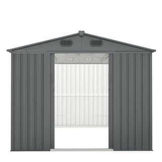 8 ft X 12ft Outdoor Metal Storage Shed, Galvanized Steel Garden Shed ...