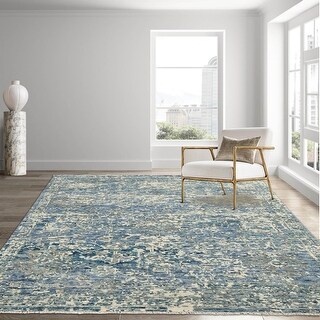 LoomBloom Muted Turkish Oushak Hand Knotted Area Rug Slate Color - On ...