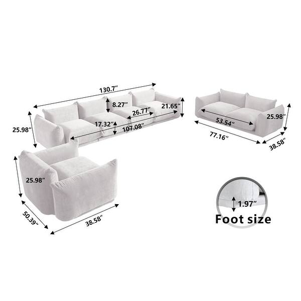 7 Pieces Modular Sectional Sofa Set for Living Room Furniture Sets ...