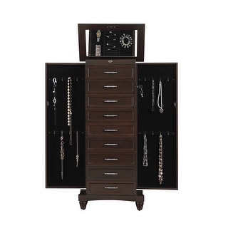 Joseph Espresso Locking Jewelry Armoire with 9-Drawer (42 in. H x 19 in ...