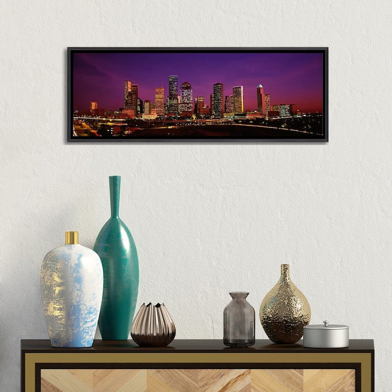 iCanvas "Buildings lit up at night, Houston, Texas, USA" by Panoramic ...