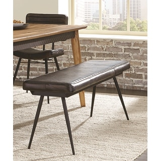 Rustic Modern Design Leather Upholstered Dining Bench 1 - Bed Bath ...