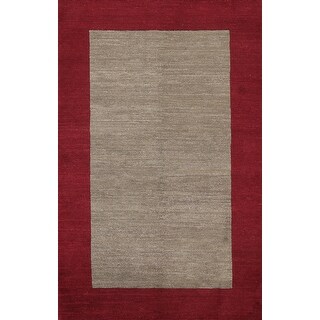 Vegetable Dye Bordered Nepalese Modern Oriental Wool Area Rug Handmade ...