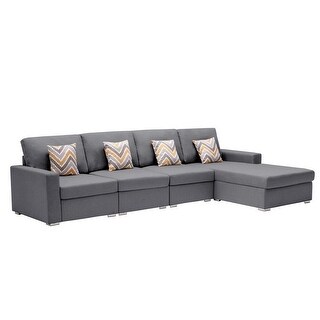 Meg 124 Inch 4 Seater L Sectional Sofa Set with Reversible Chaise, Gray ...