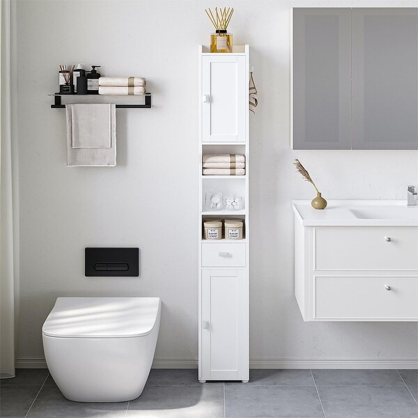 Narrow Bathroom Storage Cabinet with 2 Doors and 1 Drawer White Bed Bath Beyond 40914670