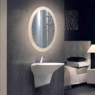 22" x 28" Dimmable Touch Oval LED Lighted Bathroom Vanity Wall Mirror ...