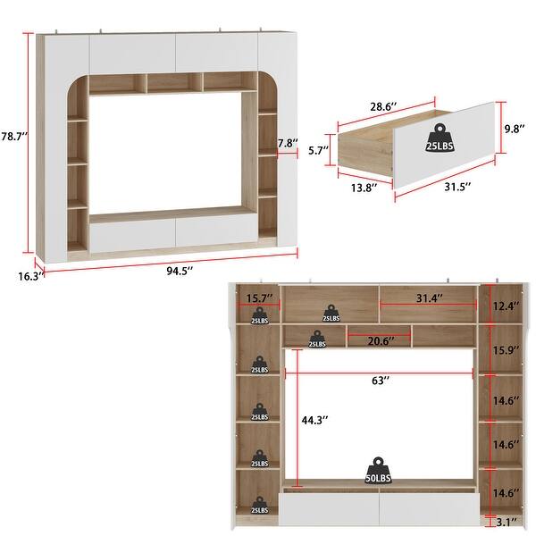 Modern Home Media Organizer: Expansive Oak & White Entertainment Unit ...