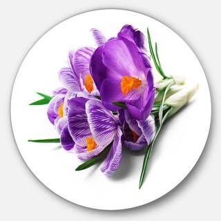 Designart 'Bunch of Blooming Crocus Flowers' Floral Large Disc Metal ...