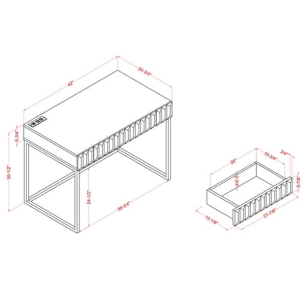 Bird Modern 42-inch Metal Computer Desk with USBs by Furniture of ...