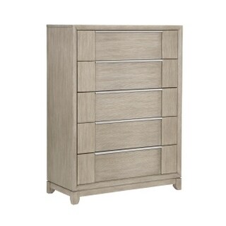 Owen 54 Inch Tall Dresser Chest, 5 Drawers Pewter Handles, Light Beige ...