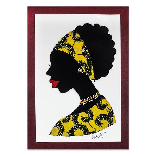 Novica Handmade Mansah In Yellow Signed African Woman Painting - Bed ...