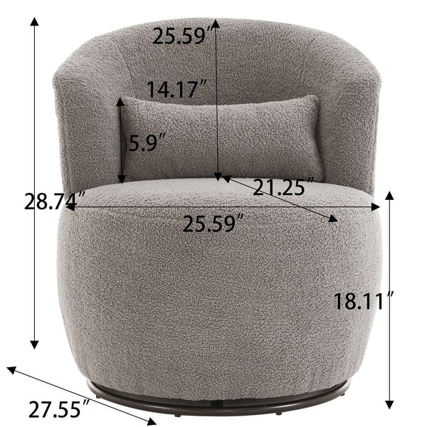 Plush Swivel Accent Round Arm Chair with 360° Rotation and Metal Base ...
