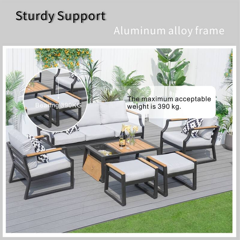 Patio 7-Pieces Sofa Set with Coffee Table and Ice Bucket(You can choose ...