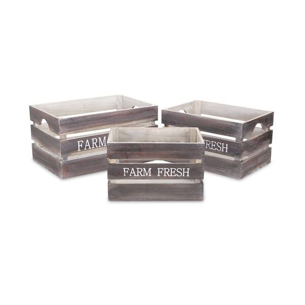 Brown Wood Farm Fresh Labeled Crates (Set of 3) - Bed Bath & Beyond ...
