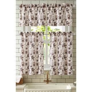 Latte Espresso Tribeca Textured Kitchen Curtain with Valance & Tiers ...