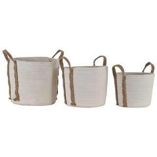 Foreside Home & Garden Set of 3 Natural Cattail Decorative Storage ...