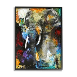 Stupell Layered Elephant Bold Wildlife Framed Giclee Art by Design ...