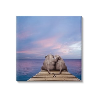 Stupell Elephants Cuddling on Dock Canvas Wall Art Design by Lund ...