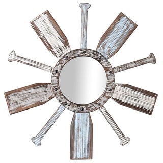 StyleCraft Montauk - Weathered Boat Paddle Wall Mirror - White & Blue ...