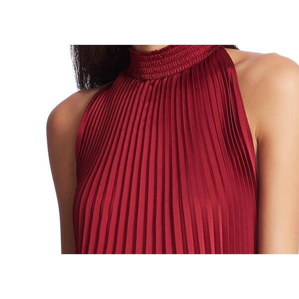 halter neck blouse red