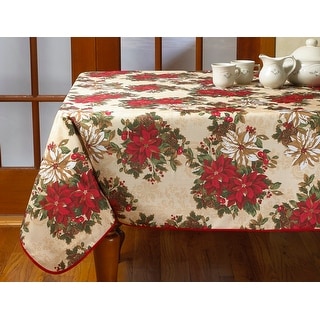 Violet Linen European Christmas Poinsettia Garden Pattern Tablecloth ...