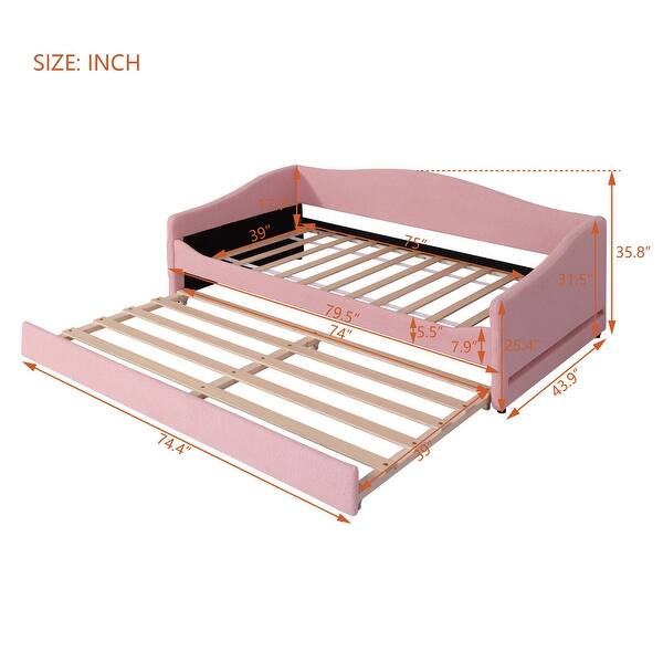 Teddy Fleece Upholstered Daybed with Light and Trundle - Bed Bath ...