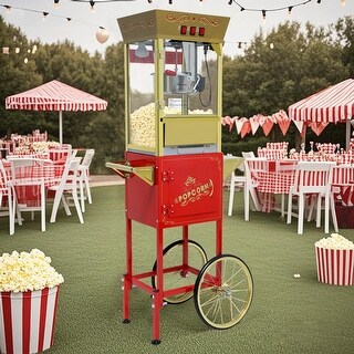 12 oz Vintage Popcorn Cart , Stainless Steel for Party, Movie Theater ...