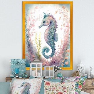 Designart "Cute Baby Seahorse In The Deep Sea I" Animals Seahorse ...