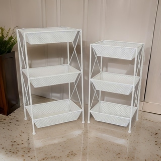 30 Inch Plant Stands Set of 2, Open Metal Frame, 6 Square Baskets ...