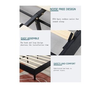 Noiseless Bed Frame with Wingback Padded Headboard and Easy Assembly ...