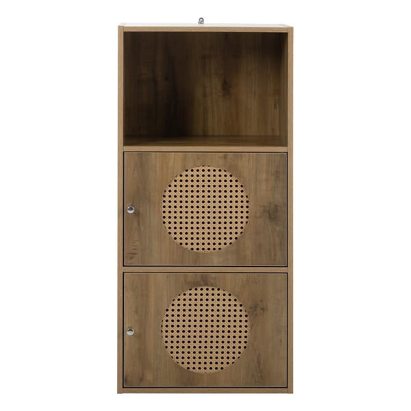 Rustic Brown 2 Door Cabinet Rattan Locker Sideboard - Bed Bath & Beyond ...