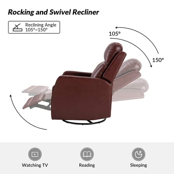 Esteban Modern Leather Manual Rocking Swivel Recliner with Wingback Set ...