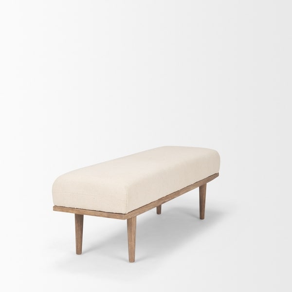 Shae Brown Wood w/ Oatmeal Fabric Bench - Bed Bath & Beyond - 40368529