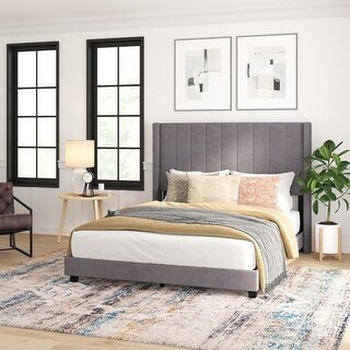 Eveleth Modern Upholstered King Bed Platform by Christopher Knight Home - On Sale - Bed Bath ...